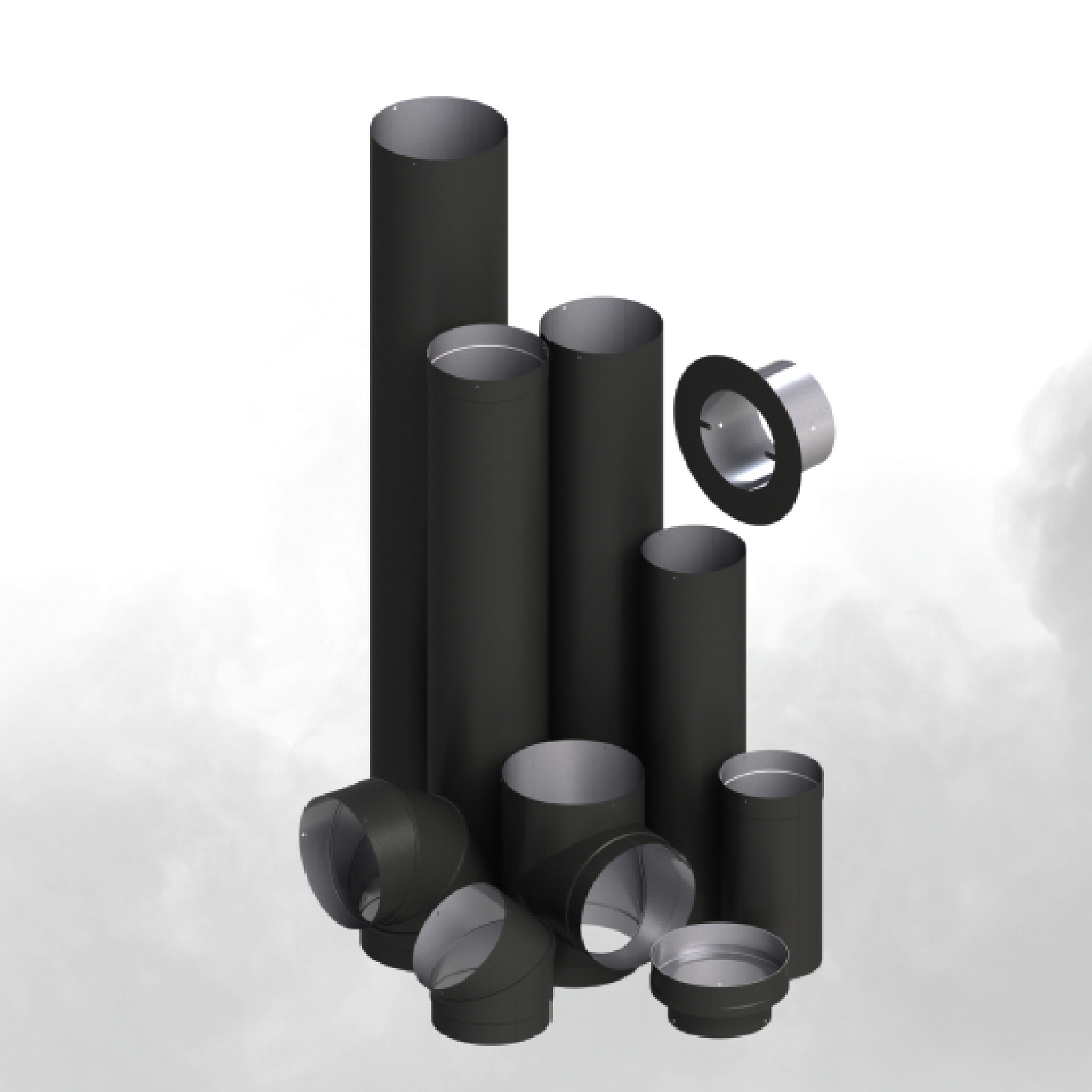 Excel Ultrablack Fully-Shielded Double Wall Black Stovepipe Adapters