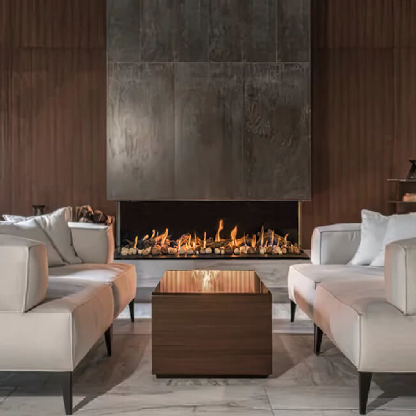 Double Corner 16" Regular Glass Height Fireplace